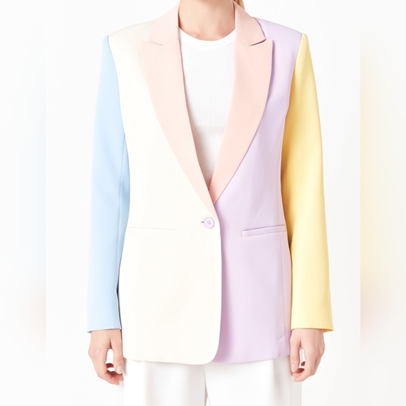 Endless Rose | Jackets & Coats | Pastel Color Block Blazer | Poshmark